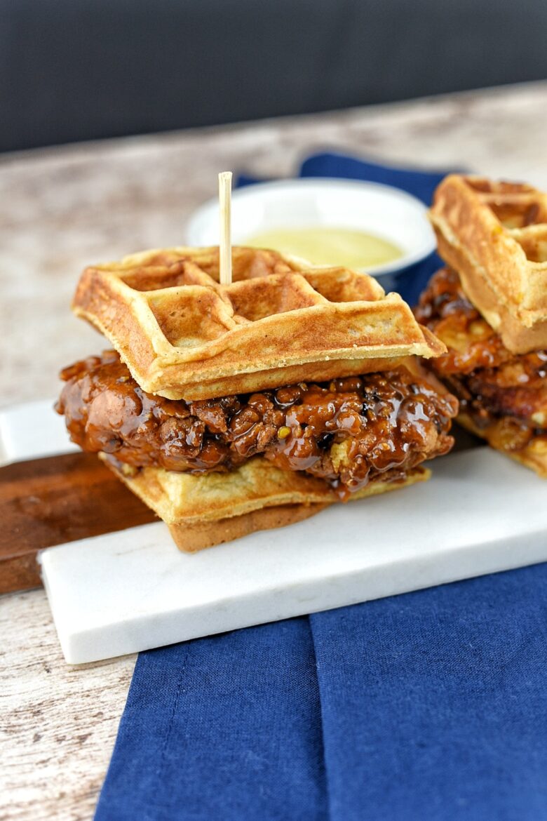 Sweet & Sticky Chicken Waffle Sliders | Dude That Cookz