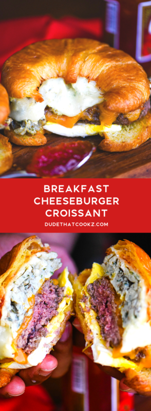 Breakfast Cheeseburger Croissant Sandwich | Dude That Cookz